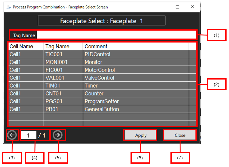 Specification of each screen