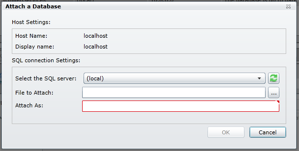 Attaching SQL Server Configuration Database Using the Web Services Provider