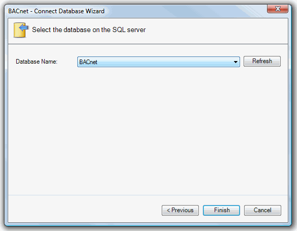 Connecting To An Existing Sql Server Configuration Database Using Bacnet