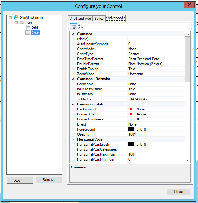 Chart - Advanced Tab