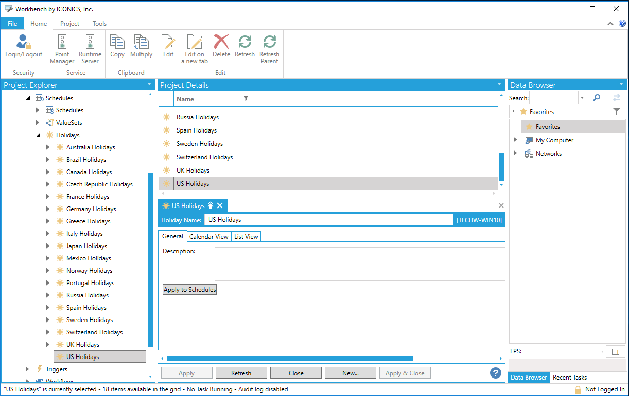 Creating a Holiday in ScheduleWorX64
