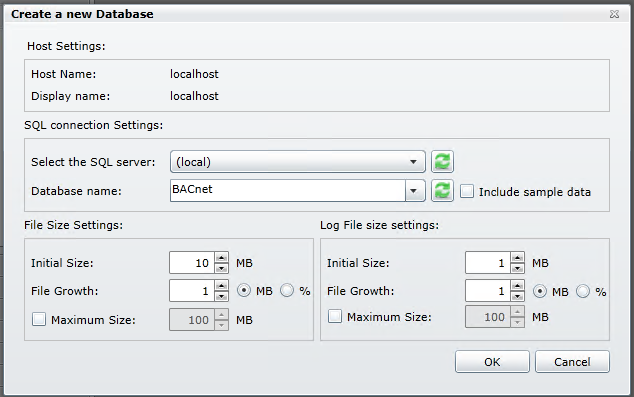 Creating A New Sql Server Configuration Database With Bacnet 5502