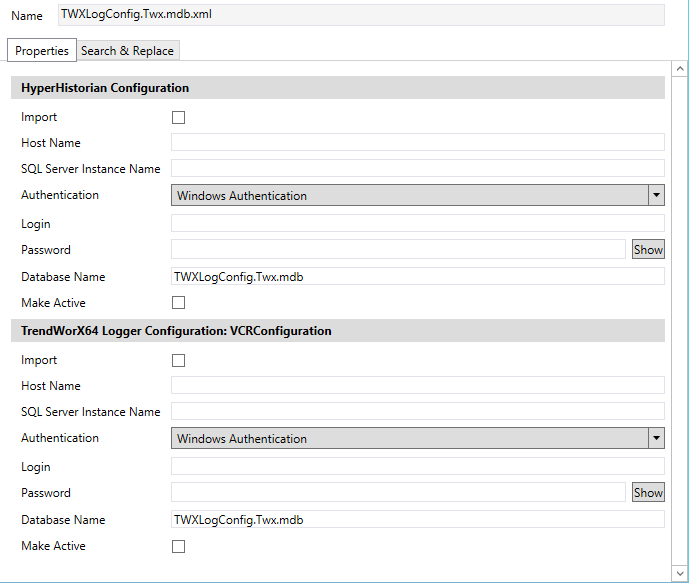 Properties Tab - TrendWorX32 to TrendWorX64 or Hyper Historian