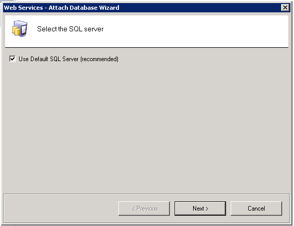 Attaching SQL Server Configuration Database Using the Web Services Provider
